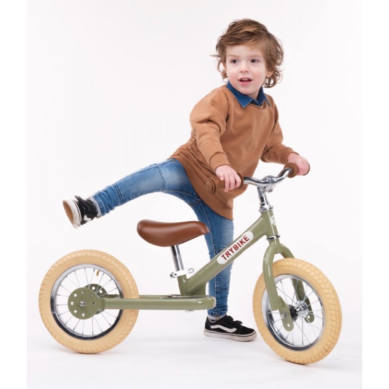 Trybike loopfiets steel vintage groen | Verwende Apen